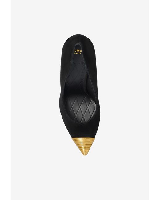 Balmain Lipstick 95 Suede Pumps in Black | Lyst