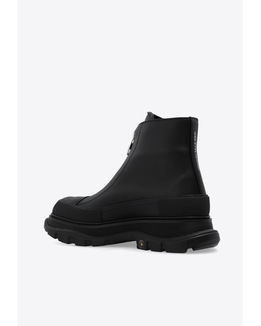 Alexander McQueen Tread Slick Leather Platform Boots in Black | Lyst
