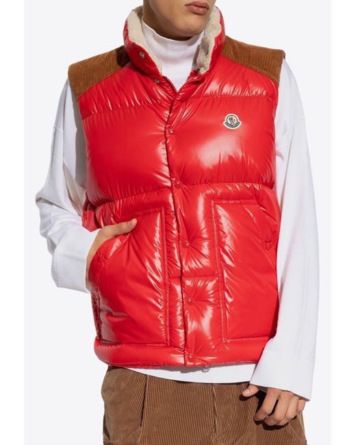 Moncler Ardeche Quilted Padded Vest in Red for Men | Lyst