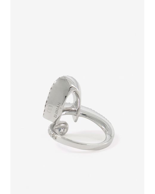 Djihan D Shaped Diamond Ring in White | Lyst