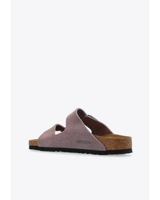 Birkenstock Arizona Two-Strap Suede Slides in Brown for Men | Lyst