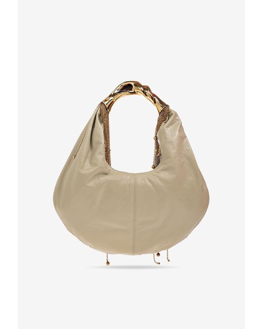 Chloé Twisted Shell Leather Hobo Bag in Natural | Lyst