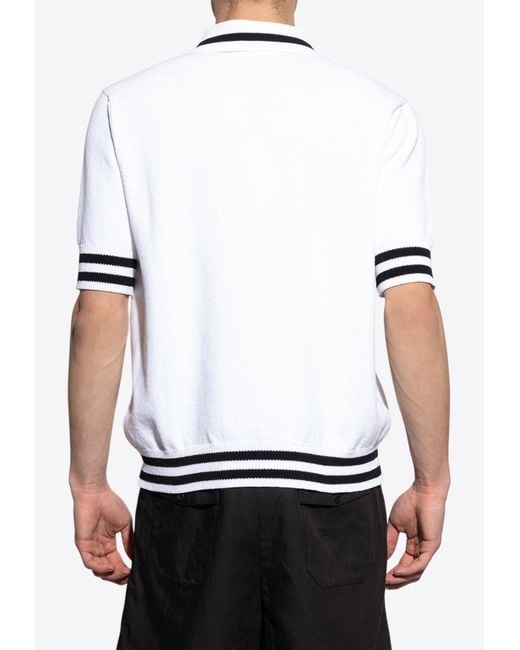 Balmain Logo Signature Embroidered Polo T-Shirt in White for Men | Lyst