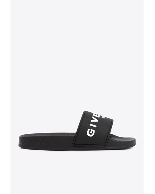 Givenchy Logo Rubber Pool Slides in White | Lyst