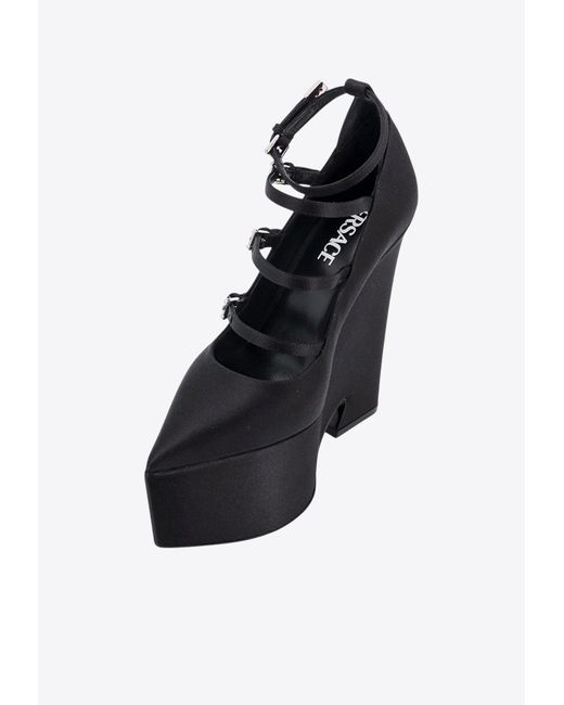 Versace Tempest 170 Platform Wedge Pumps in Black | Lyst