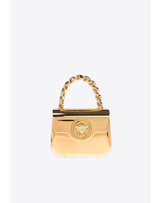 Versace Mini La Medusa Metallic Top Handle Bag | Lyst