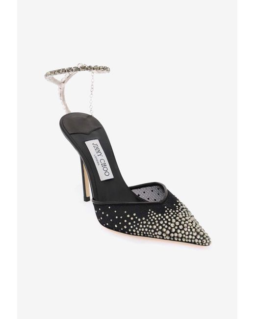 Jimmy Choo Saeda 100 Pumps With Crystals in Black | Lyst