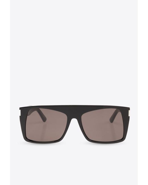 Saint Laurent Vitti Flat Top Square Sunglasses In Gray Lyst
