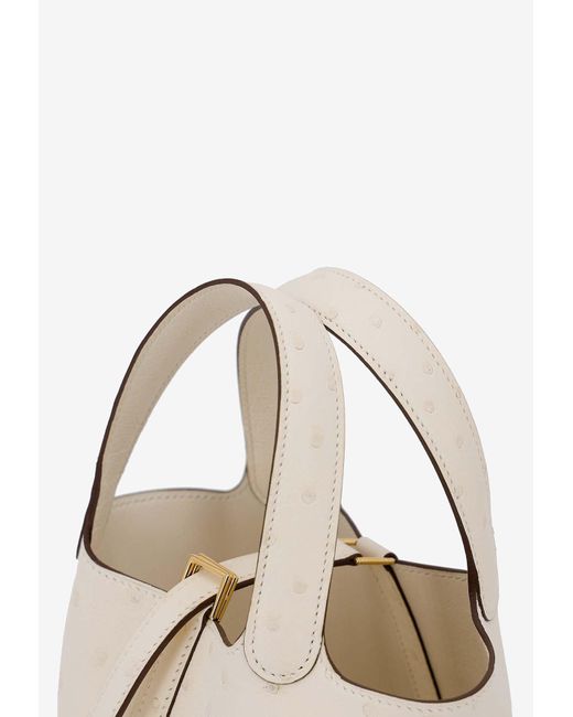 Hermès Micro Picotin Lock 14 In Nata Ostrich Leather With Gold Hardware ...
