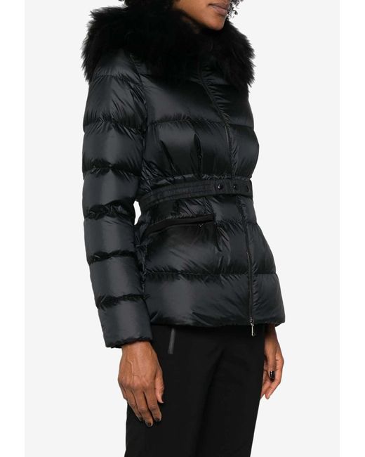 Moncler Boed Faux Fur-Trimmed Down Jacket in Black | Lyst
