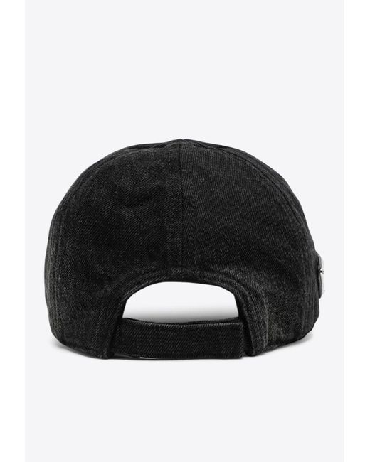 Prada Triangle Logo Washed Canvas Baseball Cap in Black for Men | Lyst
