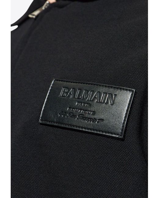 Balmain Logo Couture Label Polo T-Shirt in Black for Men | Lyst