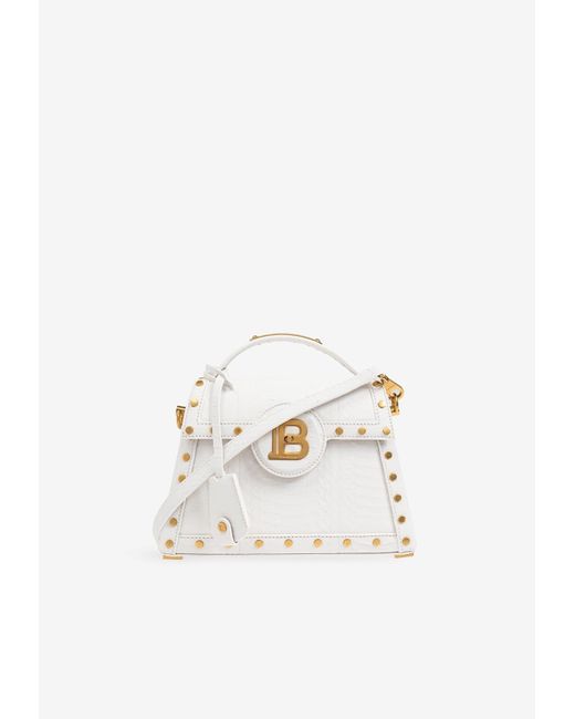 Balmain B-Buzz Snakeskin-Effect Crossbody Bag in White | Lyst