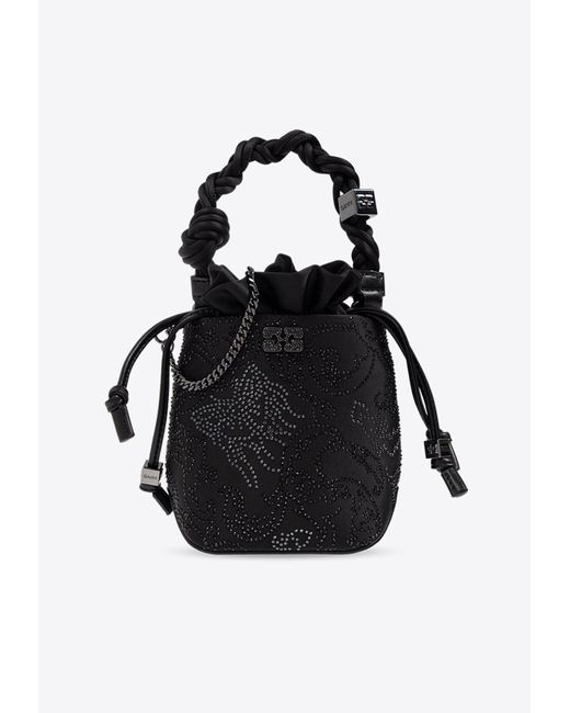 Ganni Mini Bou Studded Bucket Bag in Black | Lyst