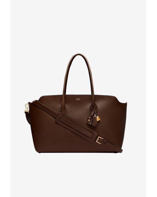 Tom Ford Alexander East West Leather Tote Bag in Brown for Men | Lyst