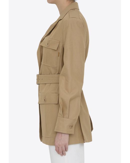 Max Mara Pacos Belted Field Jacket in Natural | Lyst