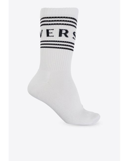 Versace 90S Vintage Logo Jacquard Socks in White for Men | Lyst