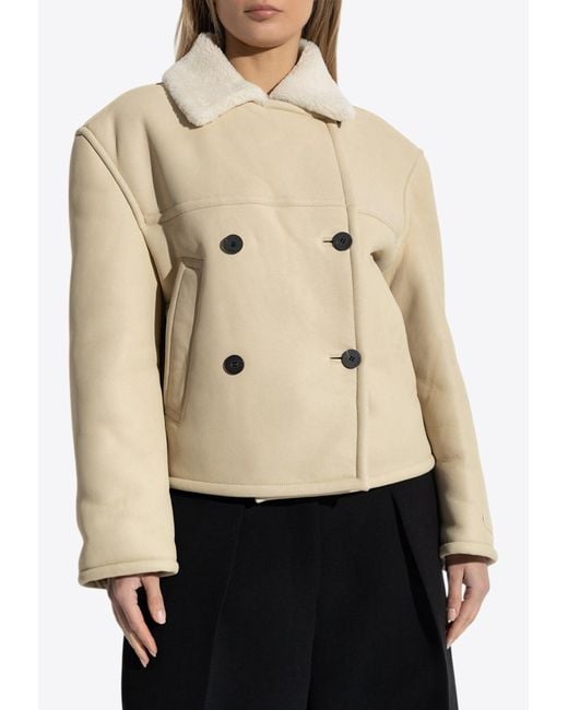 Jacquemus The Mojave Double-Breasted Shearling Coat in Natural | Lyst