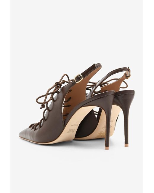 Malone Souliers Alia 90 Nappa Leather Lace-Up Pumps in Brown | Lyst