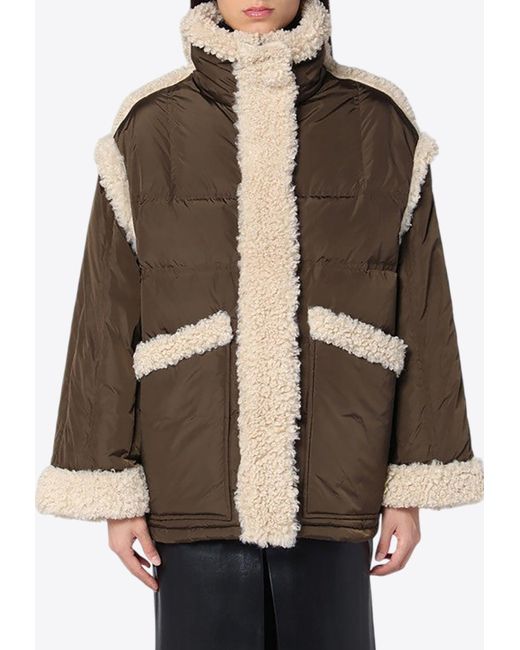 Stand Studio Dorothy Shearling-Trimmed Jacket in Brown | Lyst