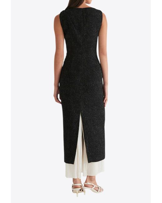 Anna Quan Celena Boat-Neck Midi Dress in Black | Lyst
