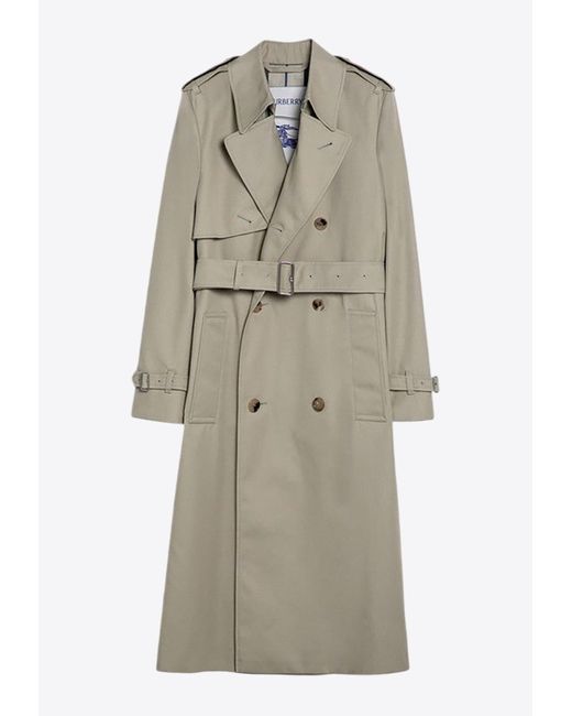 Burberry Double-Breasted Trench Coat in Natural | Lyst