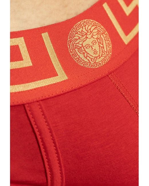 Versace Greca Border Low-Rise Briefs in Red for Men | Lyst