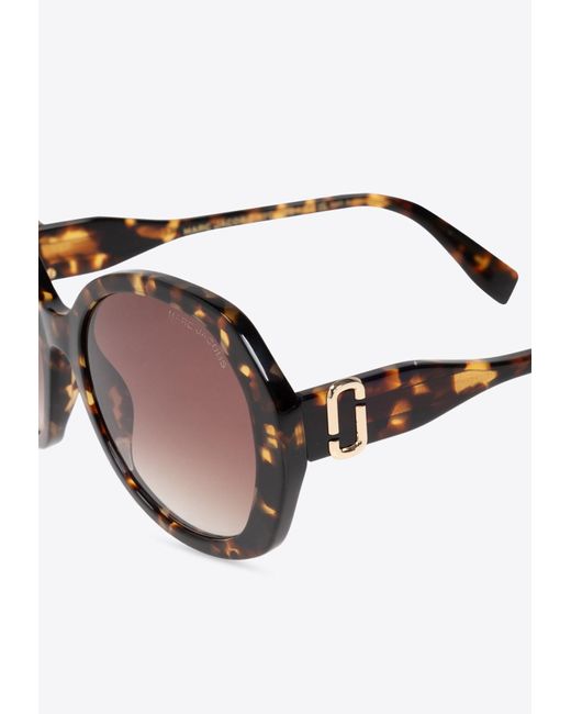 Marc Jacobs Oval-Frame Acetate Sunglasses in Natural | Lyst