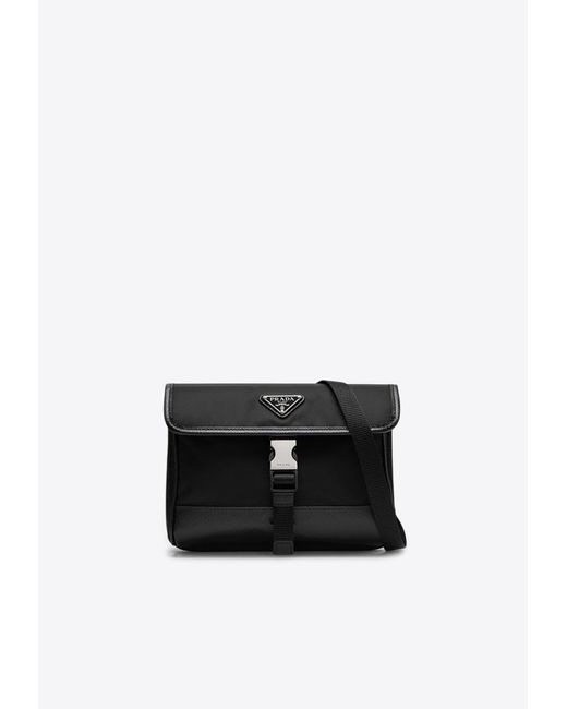 Prada Triangle Logo Saffiano Leather Messenger Bag in White for Men | Lyst