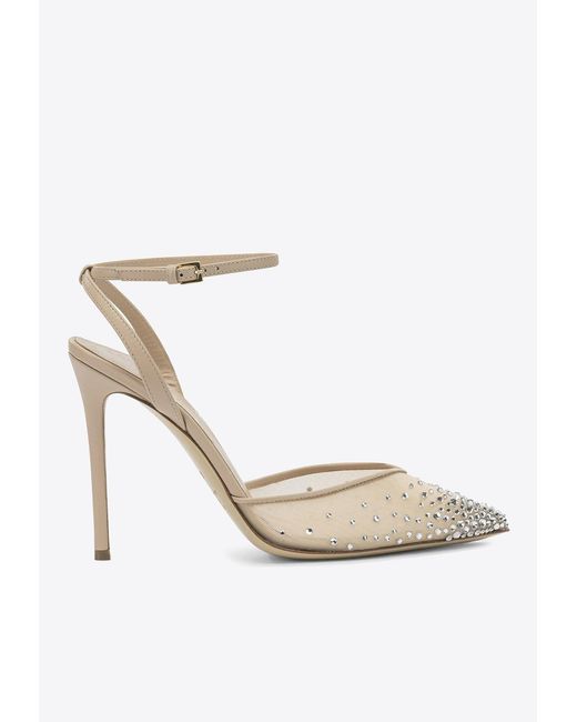 Ninalilou Avril 105 Crystal-Embellished Mesh Pumps in White | Lyst