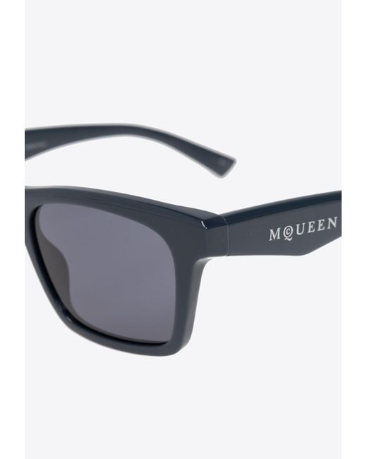 McQueen Rectangular-Frame Logo Sunglasses in Gray for Men | Lyst