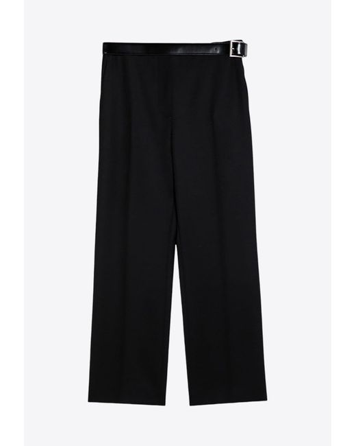 Prada Belted Cropped Wool Pants in Black | Lyst