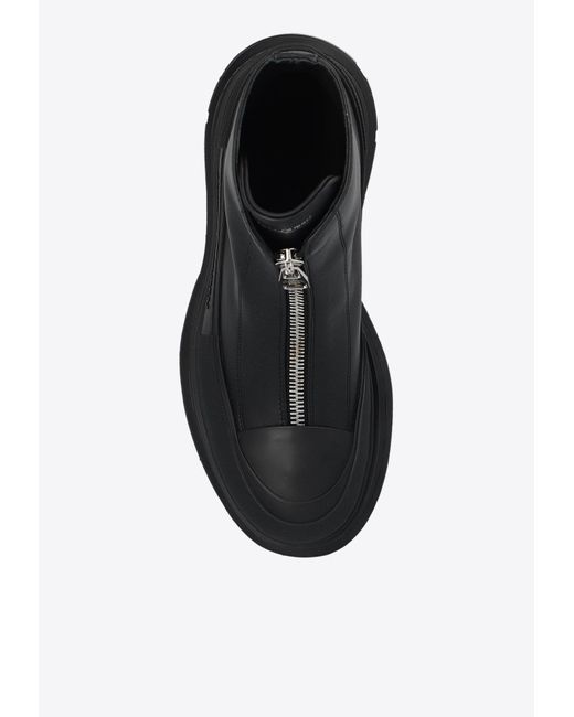 Alexander McQueen Tread Slick Leather Platform Boots in Black | Lyst