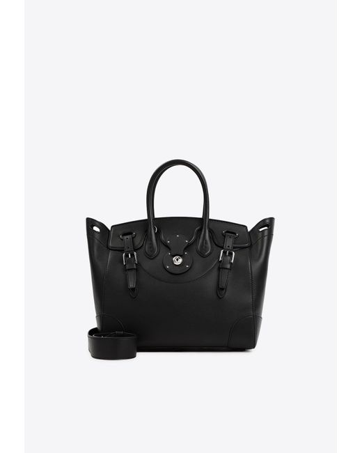 Ralph Lauren Ricky 33 Soft Leather Top Handle Bag in Black | Lyst