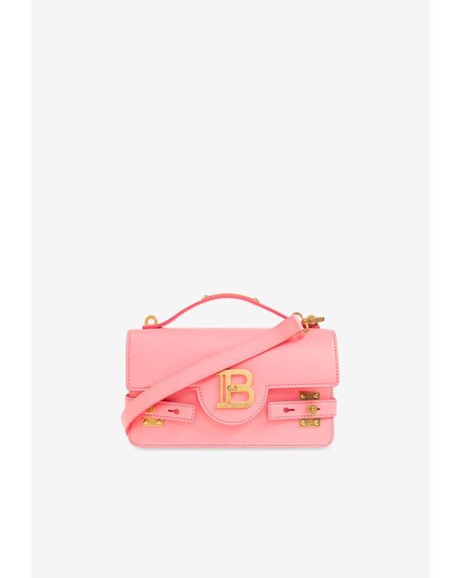 Balmain B-Buzz 24 Leather Crossbody Bag in Pink | Lyst