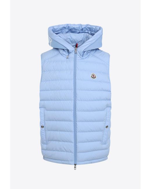 Moncler Bouger Logo Down Vest in Blue for Men | Lyst