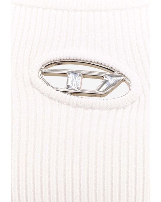 DIESEL Cut-Out Logo Cropped Top in White | Lyst