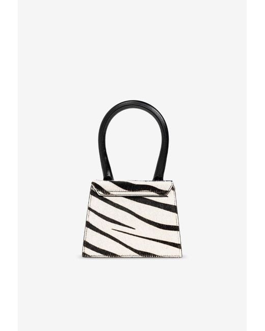 Jacquemus The Medium Chiquito Zebra Print Top Handle Bag in Blue | Lyst