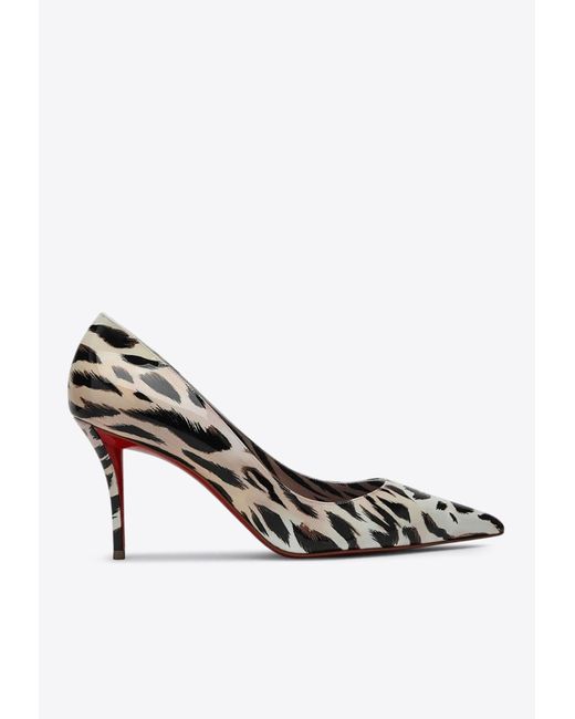 Christian Louboutin Miss Z 80 Animal Print Leather Pumps in White | Lyst