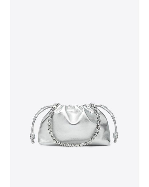 Loewe Medium Flamenco Laminated Leather Shoulder Bag in White | Lyst