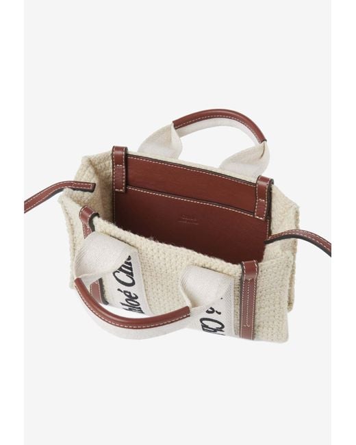 Chloé Mini Woody Crochet Tote Bag in Natural | Lyst