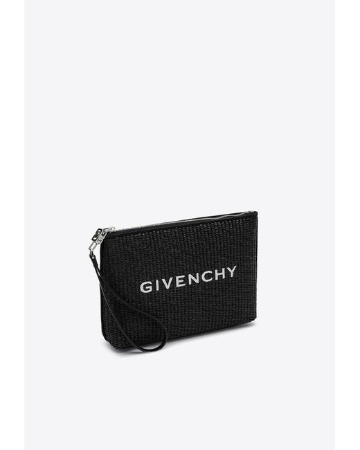 Givenchy Logo Raffia Clutch Bag in Black | Lyst