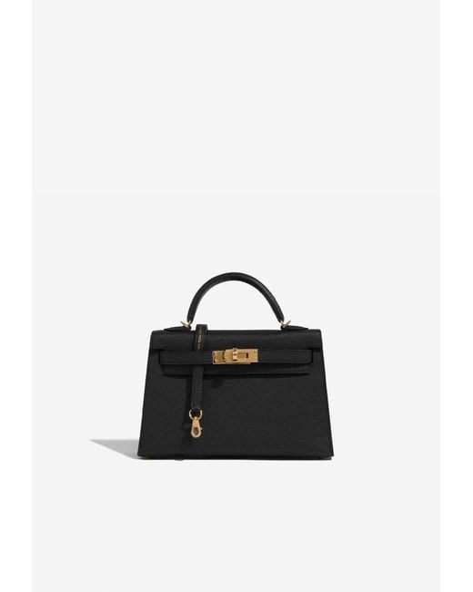 Hermès Mini Kelly 20 Top Handle Bag in Black | Lyst