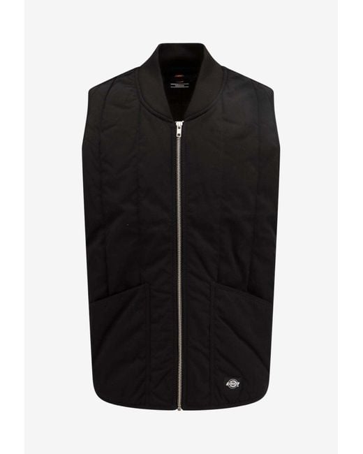 Dickies Zip-Up Padded Vest in Black for Men | Lyst