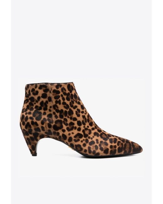 Prada 60 Leopard Print Ankle Boots in Brown | Lyst
