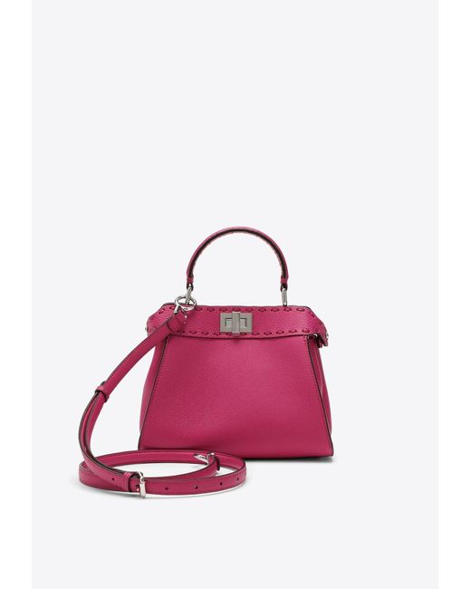 Fendi Mini Peekaboo Top Handle Bag In Pink Lyst