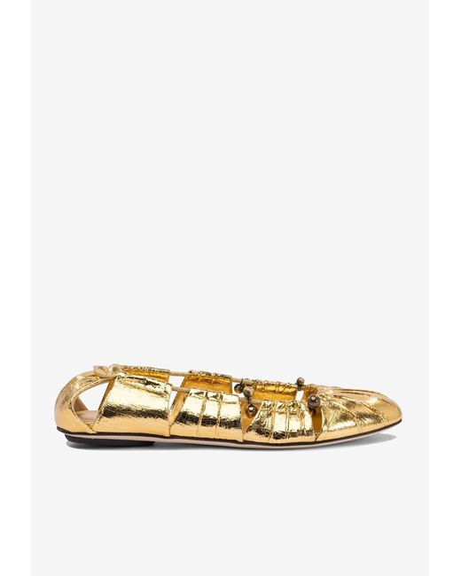 Chloé Luna Metallic Leather Ballet Flats | Lyst