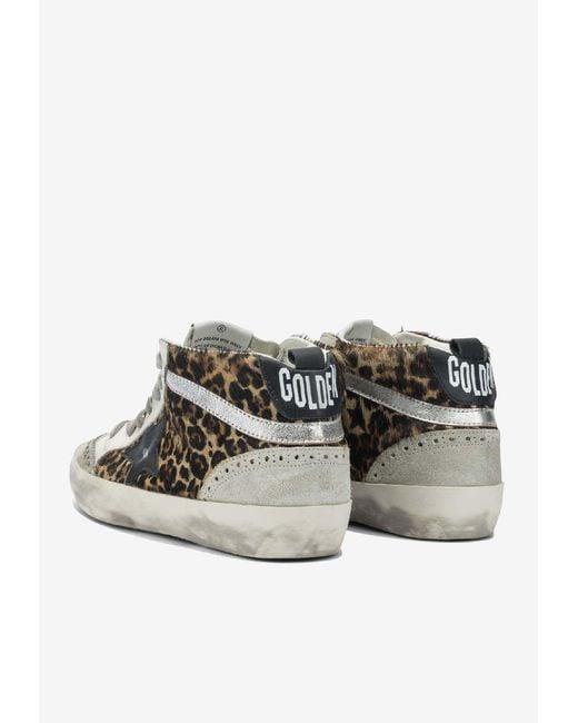 Golden Goose Mid Star Distressed High-Top Sneakers in White | Lyst
