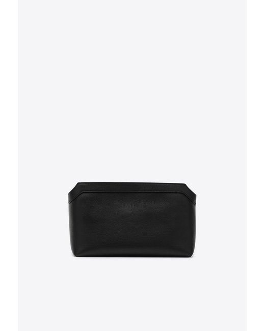 The Row Terrasse Grained Leather Clutch Bag in White | Lyst