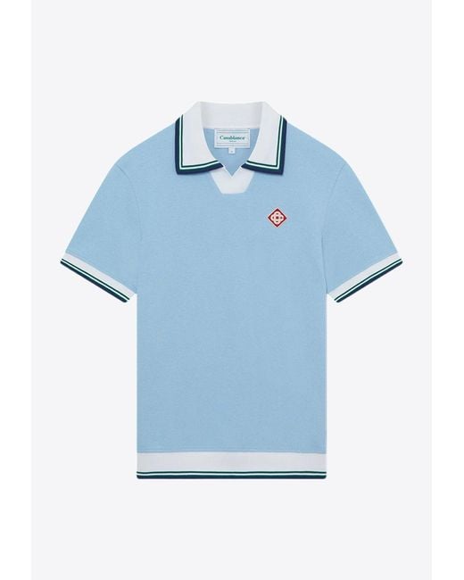 CASABLANCA Diamond Logo Patch Polo T-Shirt in Blue for Men | Lyst